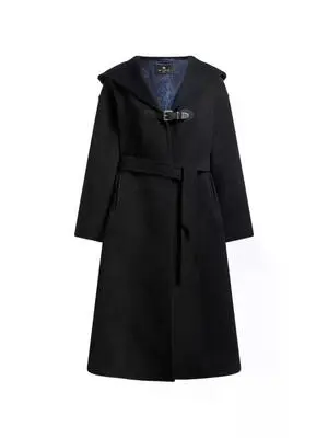 Etro Wool-blend Coat With Hood And Belt
