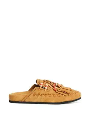 Alanui The Journey Beaded Fringed Mules - Neutrals