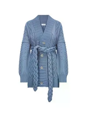 VIOLANTE NESSI Cable-knit Belted Cardigan