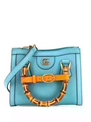 Gucci Diana Nm Bamboo Handle Tote Leather Mini Crossbody Bag - Blue