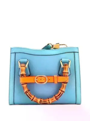 Gucci Diana Nm Bamboo Handle Tote Leather Mini Crossbody Bag - Blue