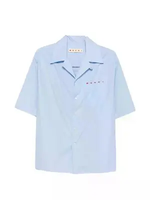 Marni Logo-print Camp-collar Shirt - Blue