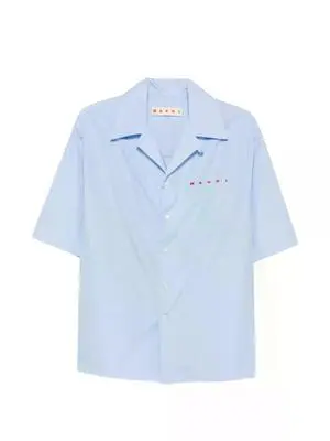 Marni Logo-print Camp-collar Shirt - Blue