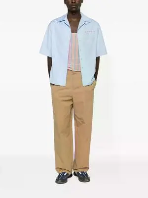 Marni Logo-print Camp-collar Shirt - Blue