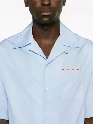 Marni Logo-print Camp-collar Shirt - Blue