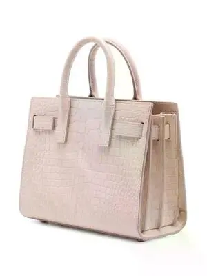 Saint Laurent 2017 Nano Croc Embossed Leather Sac De Jour Satchel - Pink