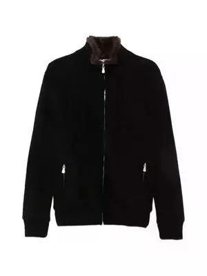 BARBA NAPOLI Ribbed-knit Faux-fur-trim Jacket - Black