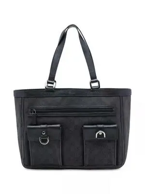 Gucci 2016-2026 Gg Denim Abbey D Ring Pocket Tote Bag - Grey