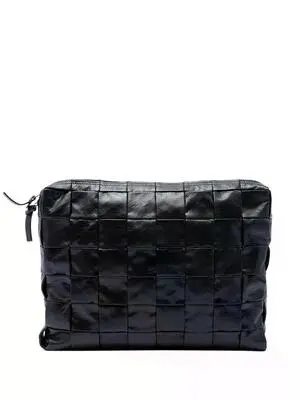 Bottega Veneta 2012-2026 Paper Calfskin Maxi Intrecciato Cassette Clutch Bag - Black