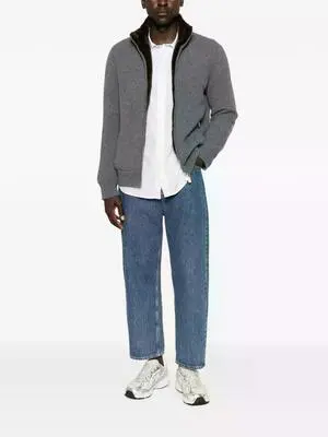 BARBA NAPOLI Fur-trim Ribbed-knit Jacket