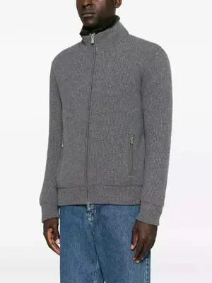 BARBA NAPOLI Fur-trim Ribbed-knit Jacket