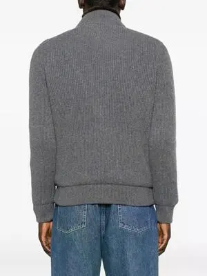 BARBA NAPOLI Fur-trim Ribbed-knit Jacket