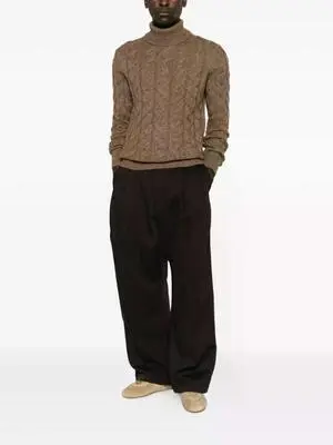 GRAN SASSO Cable-knit Roll-neck Sweater - Brown