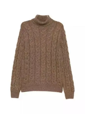 GRAN SASSO Cable-knit Roll-neck Sweater - Brown