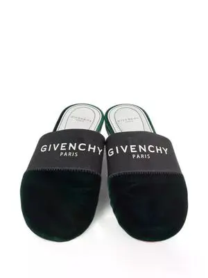 Givenchy Logo-strap Velvet Flat Mules
