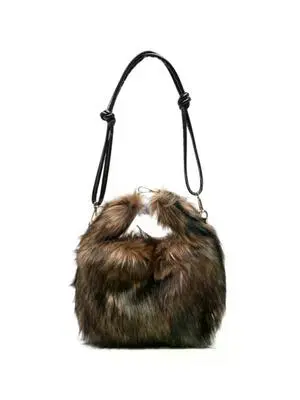 LA MILANESA Faux-fur Logo-plaque Shoulder Bag - Brown