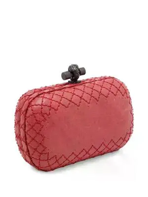 Bottega Veneta Knot Intrecciato Clutch Bag - Red
