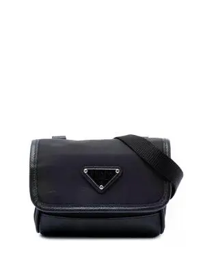 Prada 2013-2026 Re Nylon And Saffiano Pouch Crossbody Bag - Black
