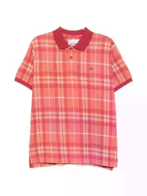 VIVIENNE WESTWOOD Check-pattern Orb-embroidered Polo Shirt - Red