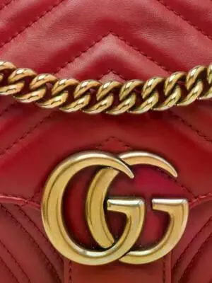 Gucci Gg Marmont Foldover Top Crossbody Bag - Red