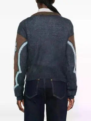 I BLUES Crew Neck Long Sleeve Sweater With Floral Motif