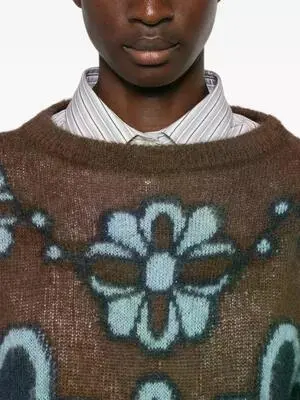 I BLUES Crew Neck Long Sleeve Sweater With Floral Motif