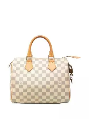 LOUIS VUITTON 2007 Damier Azur Speedy 25 Boston Bag - White