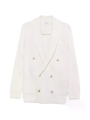 GRAN SASSO Double-breasted Ribbed-knit Cardigan - White