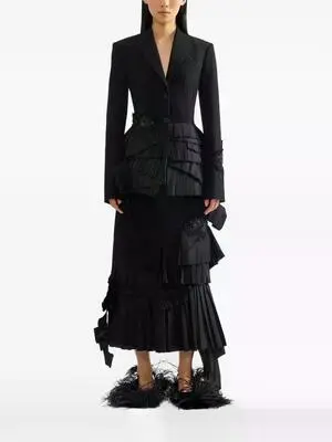 Erdem Embroidered Ruffled Blazer - Black