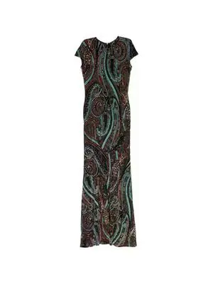 Etro Paisley Print Maxi Dress - Green