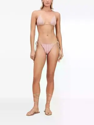 Devon Windsor Charlie Tassel-detail Striped Bikini Bottoms - Pink