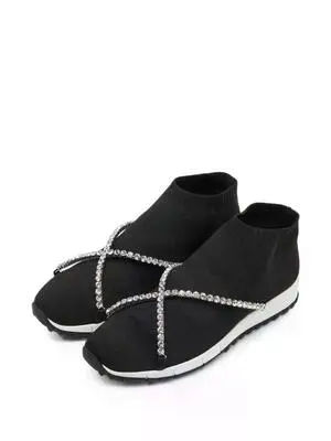 JIMMY CHOO Torri Crystal-embellished Slip-on Sneakers - Black
