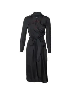 Burberry Contrast-trim Trench Coat - Black