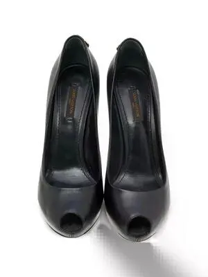 LOUIS VUITTON Leather Peep-toe Stiletto Heels With Padlock Detail