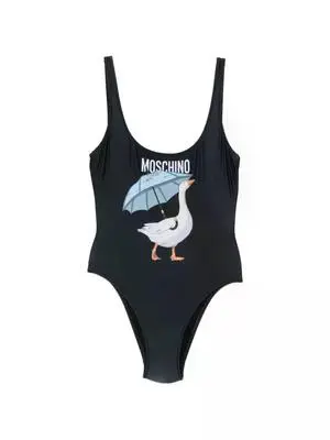 Moschino Logo-print Swimsuit - Black