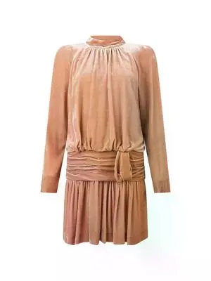 Alberta Ferretti Pleated Belted Mini Dress - Orange