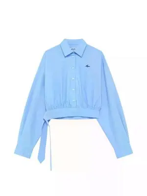 MSGM Cropped Tie-fastening Shirt - Blue