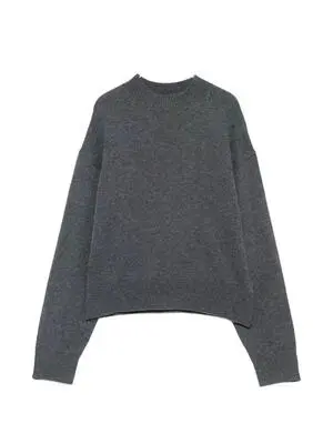 Pinko Ribbed Mock Neck Sweater With Logo Patch