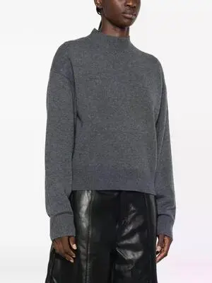 Pinko Ribbed Mock Neck Sweater With Logo Patch