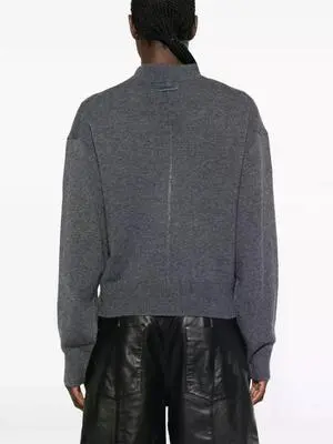 Pinko Ribbed Mock Neck Sweater With Logo Patch