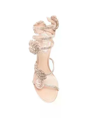 Rene Caovilla Crystal-embellished Floral-appliqué Sandals