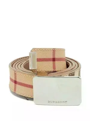 Burberry Nova Check Pattern Logo Plaque Belt - Neutrals