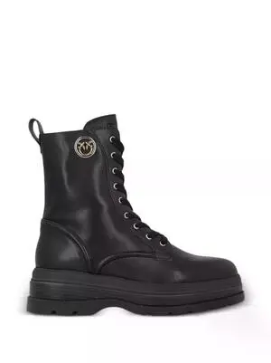 Pinko Love Birds Lace-up Combat Boots - Black