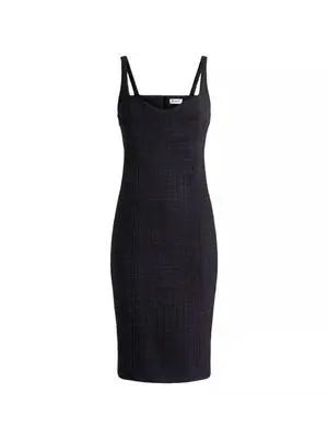Balmain Tweed Sweetheart Neckline Midi Dress