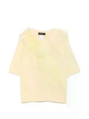 Fabiana Filippi Feather Trim Short Sleeve Sweater