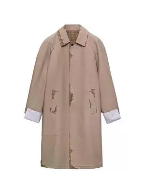 Prada Bonded Poplin Coat With Devoré Effect - Neutrals