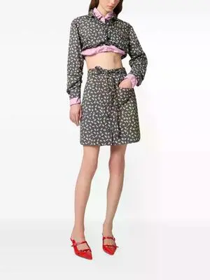 MSGM Belted Floral Print Mini Skirt