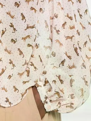 I BLUES Animal Print Pussy-bow Blouse