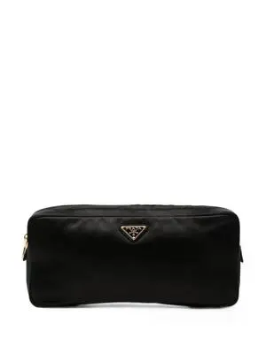 Prada Satin Multi Zip Pouch Clutch Bag