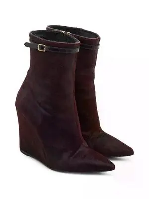 LOUIS VUITTON Dark Burgundy Calf Hair Wedge Ankle Boots